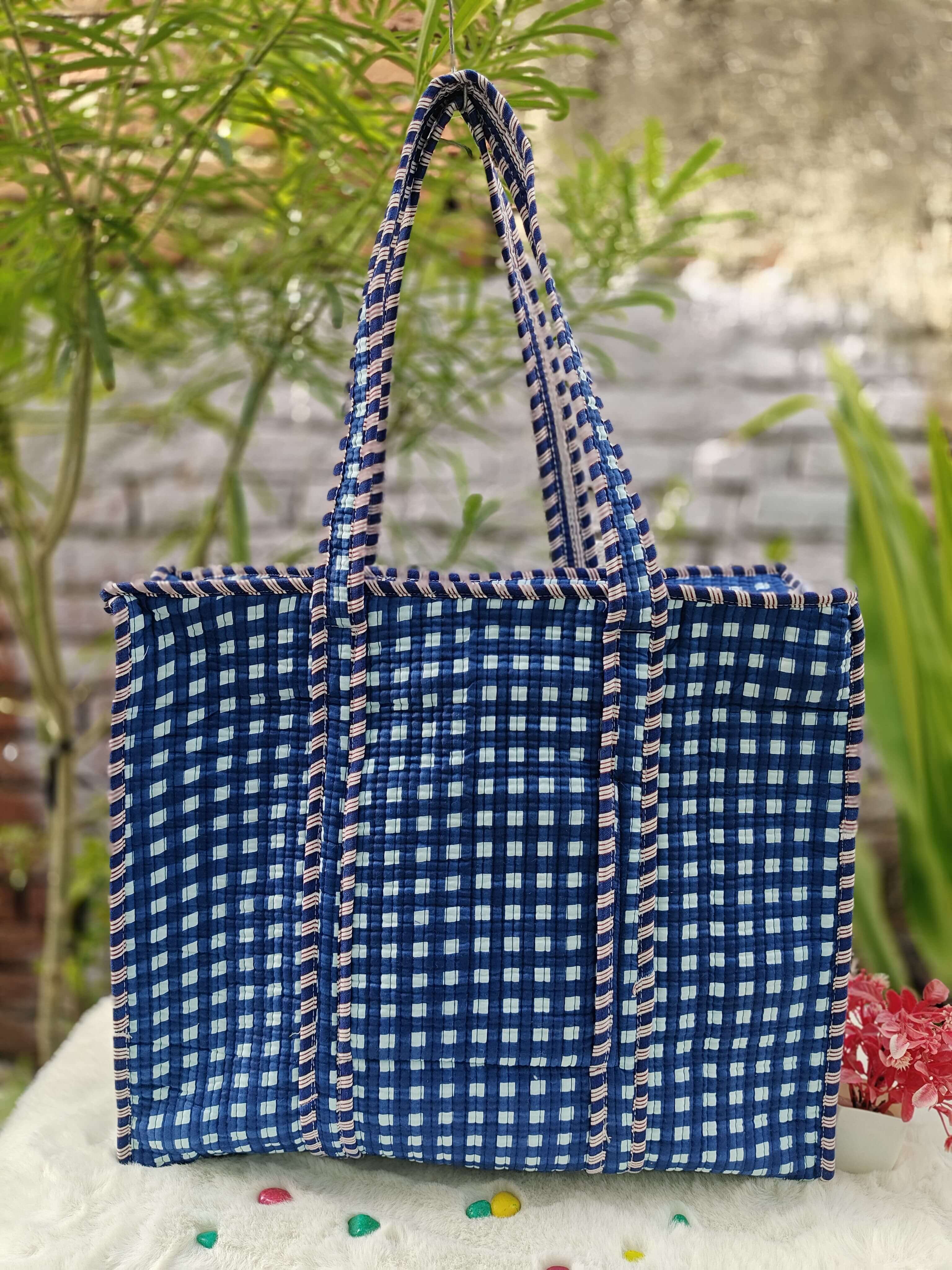 Rang - Sanganer Print Cotton Tote Bag - 18 x 18 inches