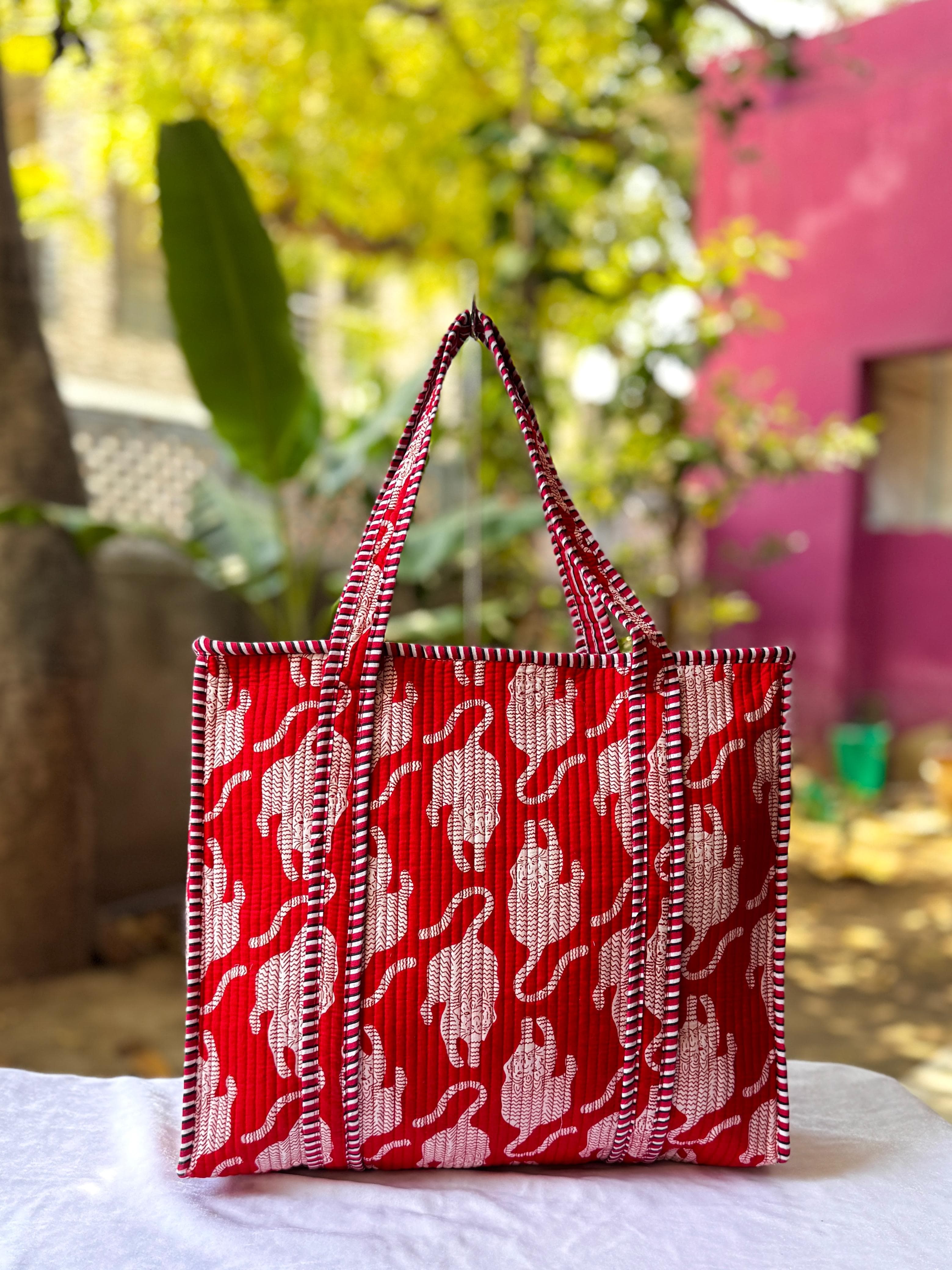 Rang - Sanganer Print Cotton Tote Bag - 18 x 18 inches