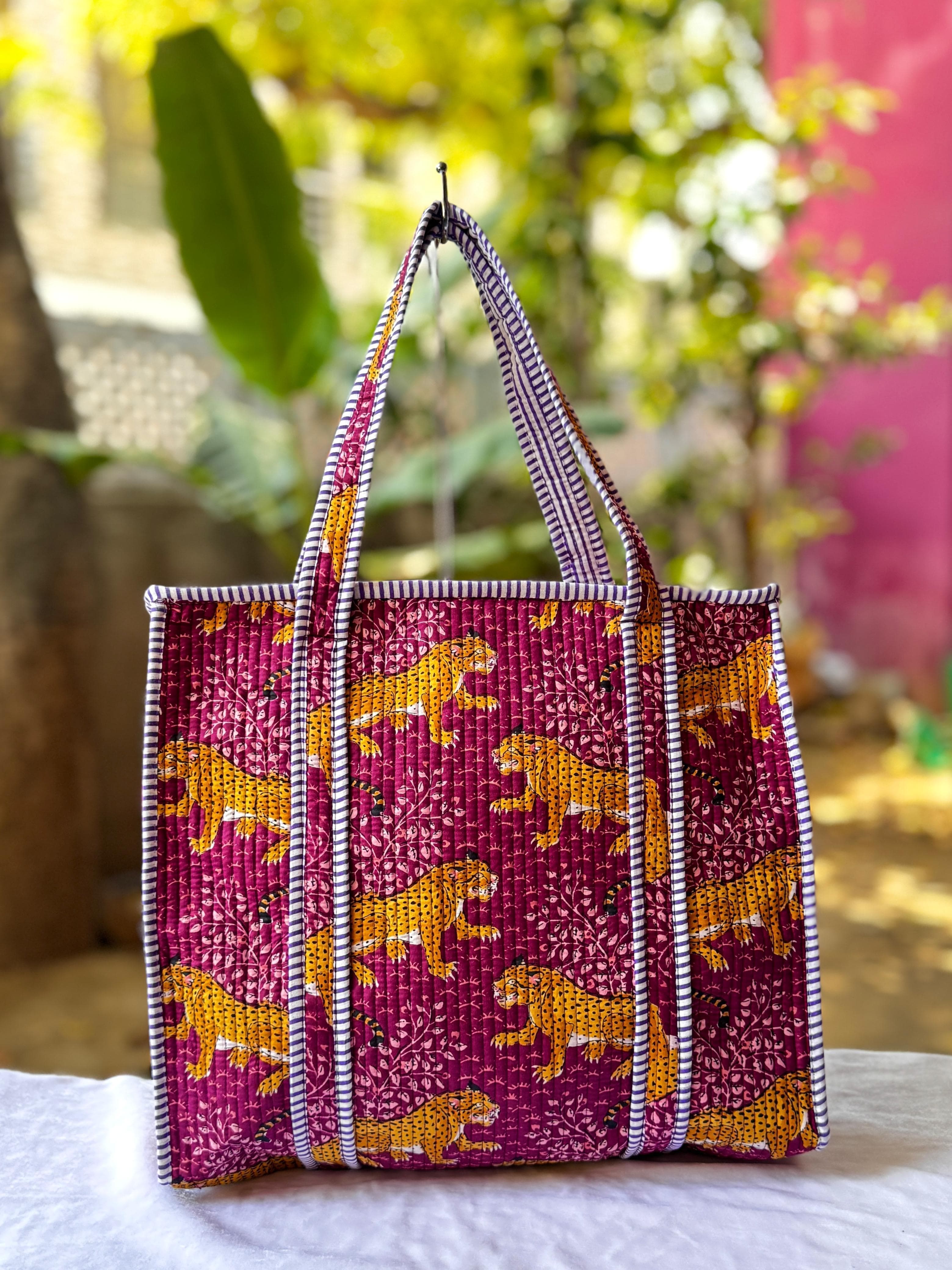 Rang - Sanganer Print Cotton Tote Bag - 18 x 18 inches