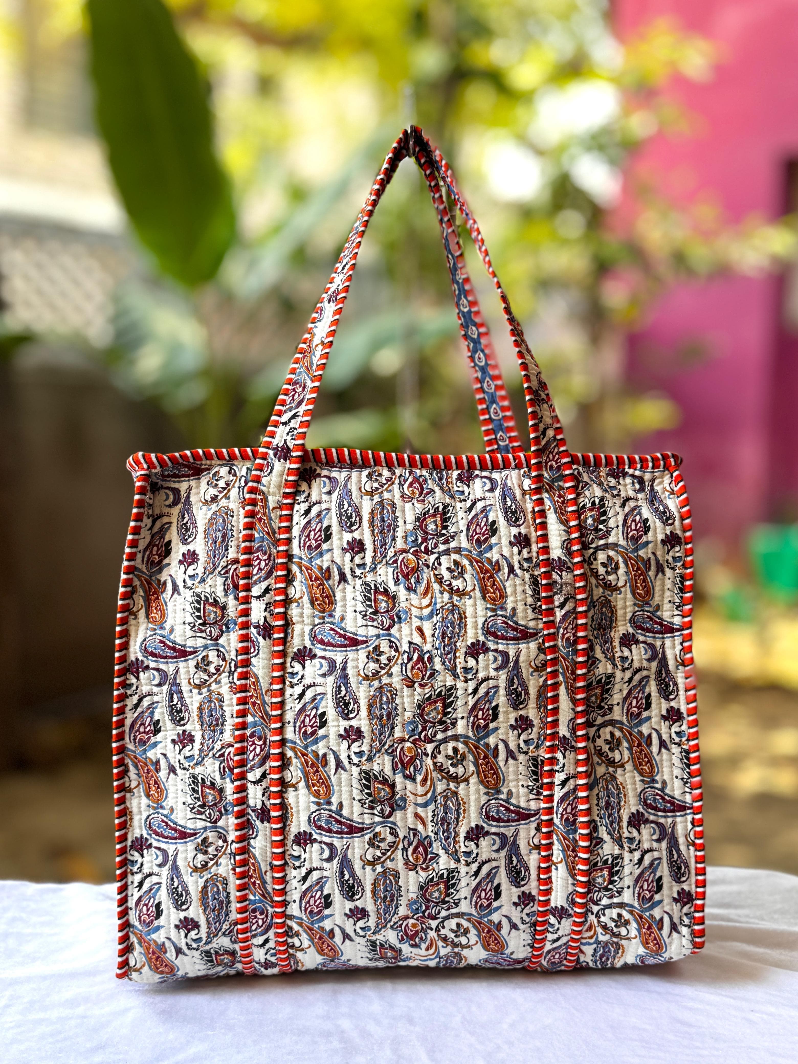 Rang - Sanganer Print Cotton Tote Bag - 18 x 18 inches